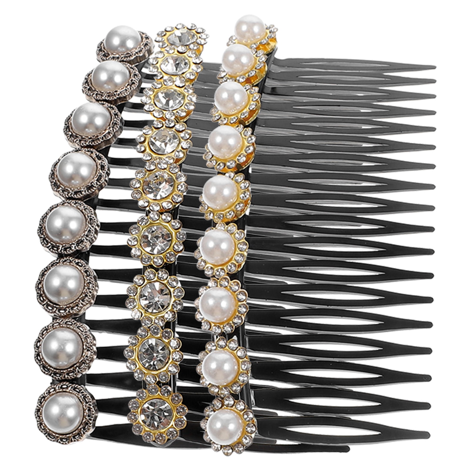 3 pcs Decorative Hair Combs Women Hair Side Combs Pearl Hair Combs ...