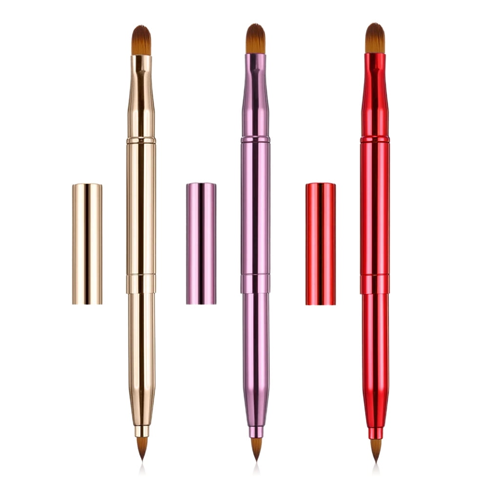 3 pcs Dual End Lip Brush Retractable Lipstick Makeup Brush Tool ...