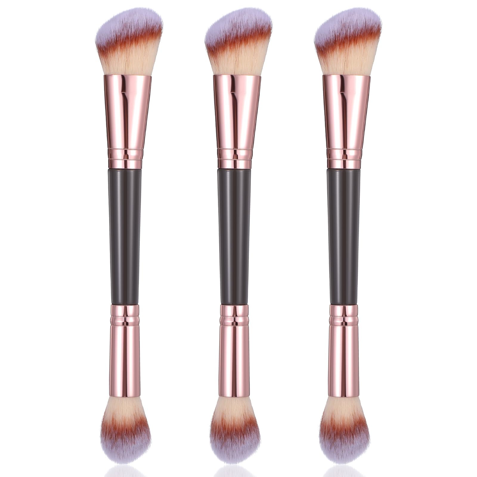 3 pcs Foundation Brush, RRF12 Contour Bronzer Dual-ended Makeup Brushes ...