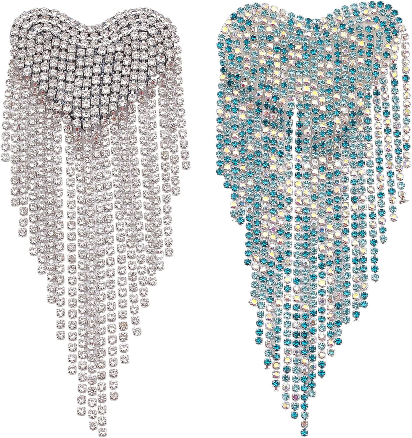 3 pcs Fringe Shoulder Pieces Rhinestone Chain Shoulder Badge Heart ...