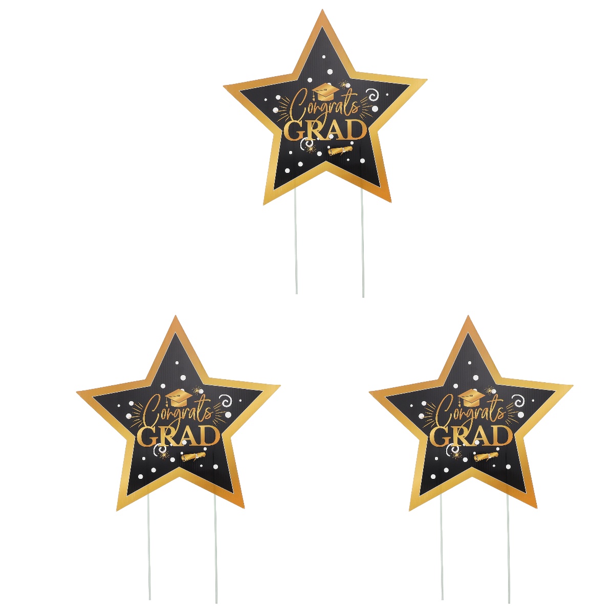 3 pcs Garden Yard School Lawn Stick Toppers Graduation Toppers ...
