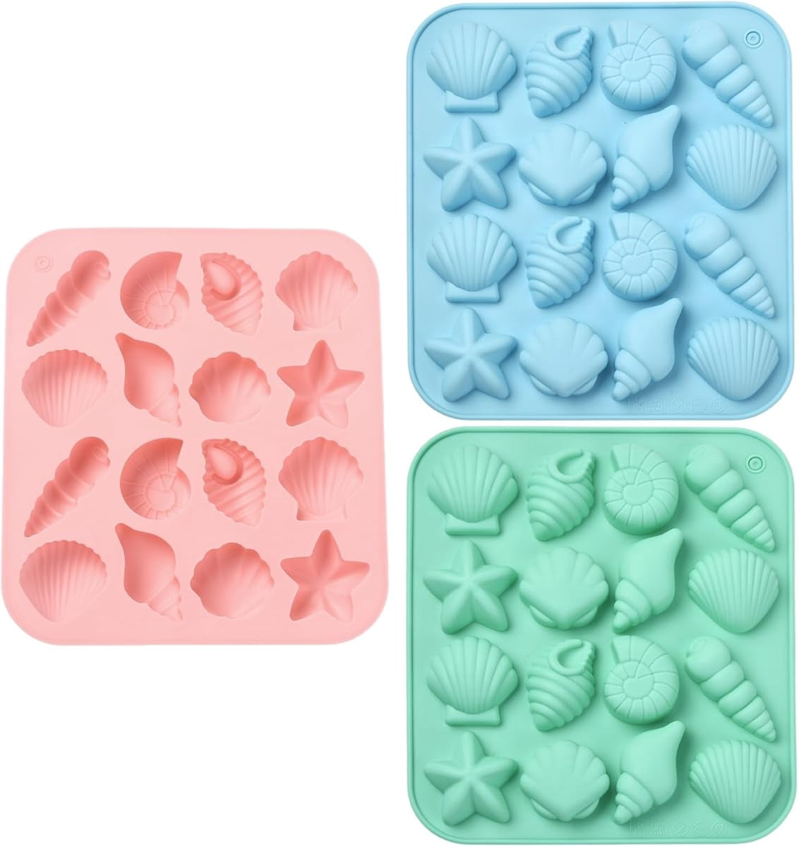 3 pcs Marine Themed Silicone Molds Starfish Conch Shell Fondant Molds ...