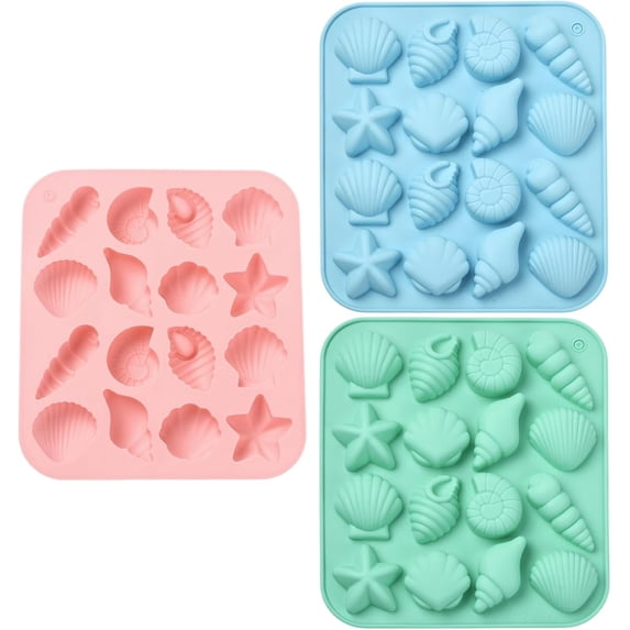 3 pcs Marine Themed Silicone Molds Starfish Conch Shell Fondant Molds ...