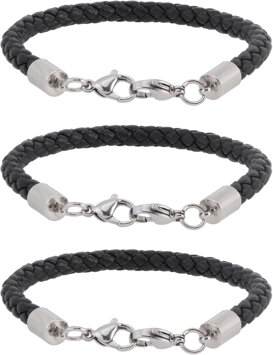 3 pcs Medical Alert Bracelet Imitation Leather Wrap Wide Cord Bracelet ...