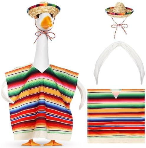 3 pcs Mexican Porch Goose Outfits Poseable Goose Wings Mexican Poncho ...