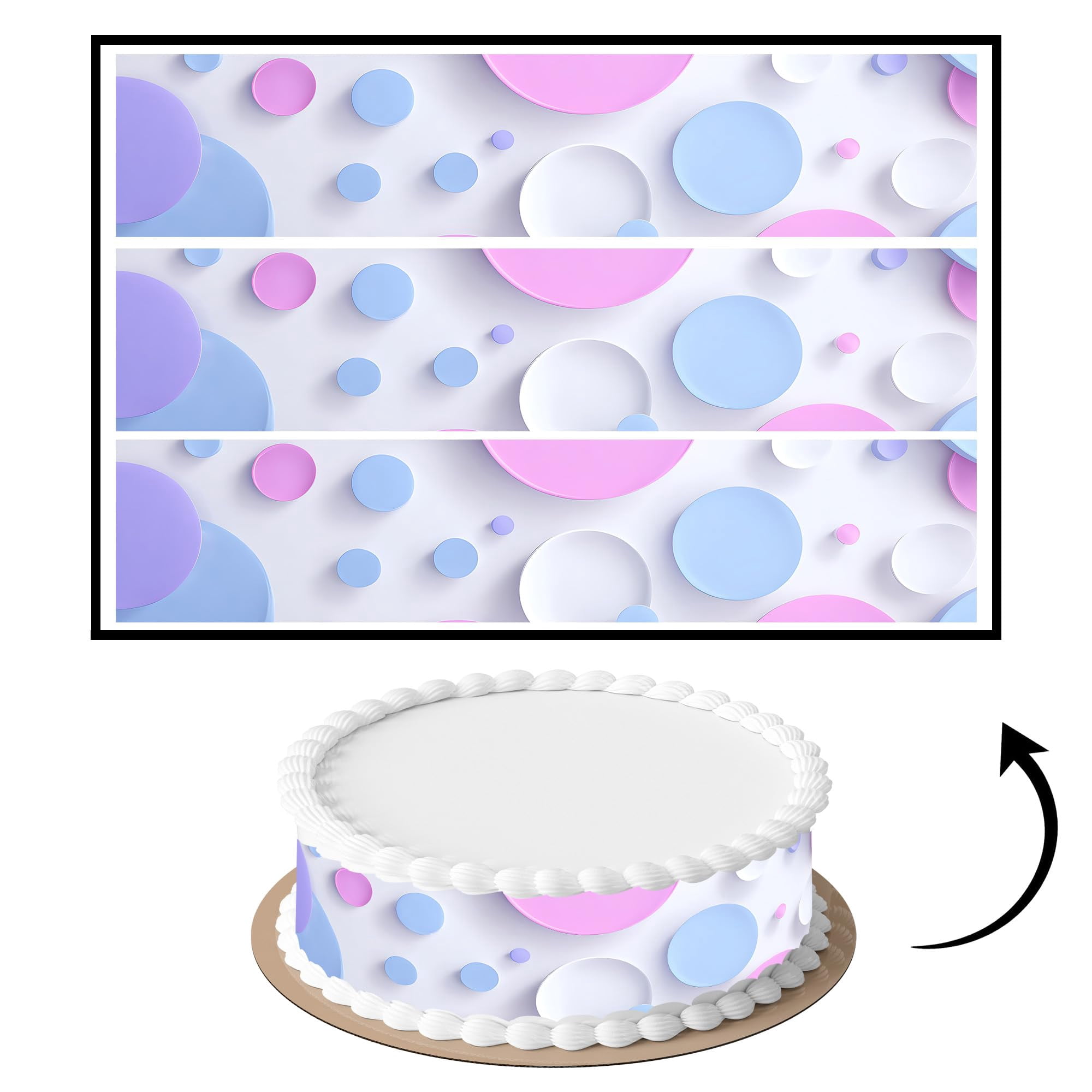 3 pcs Pastel Bubble Dots Cake Strips Edible birthday cake strips, cake ...