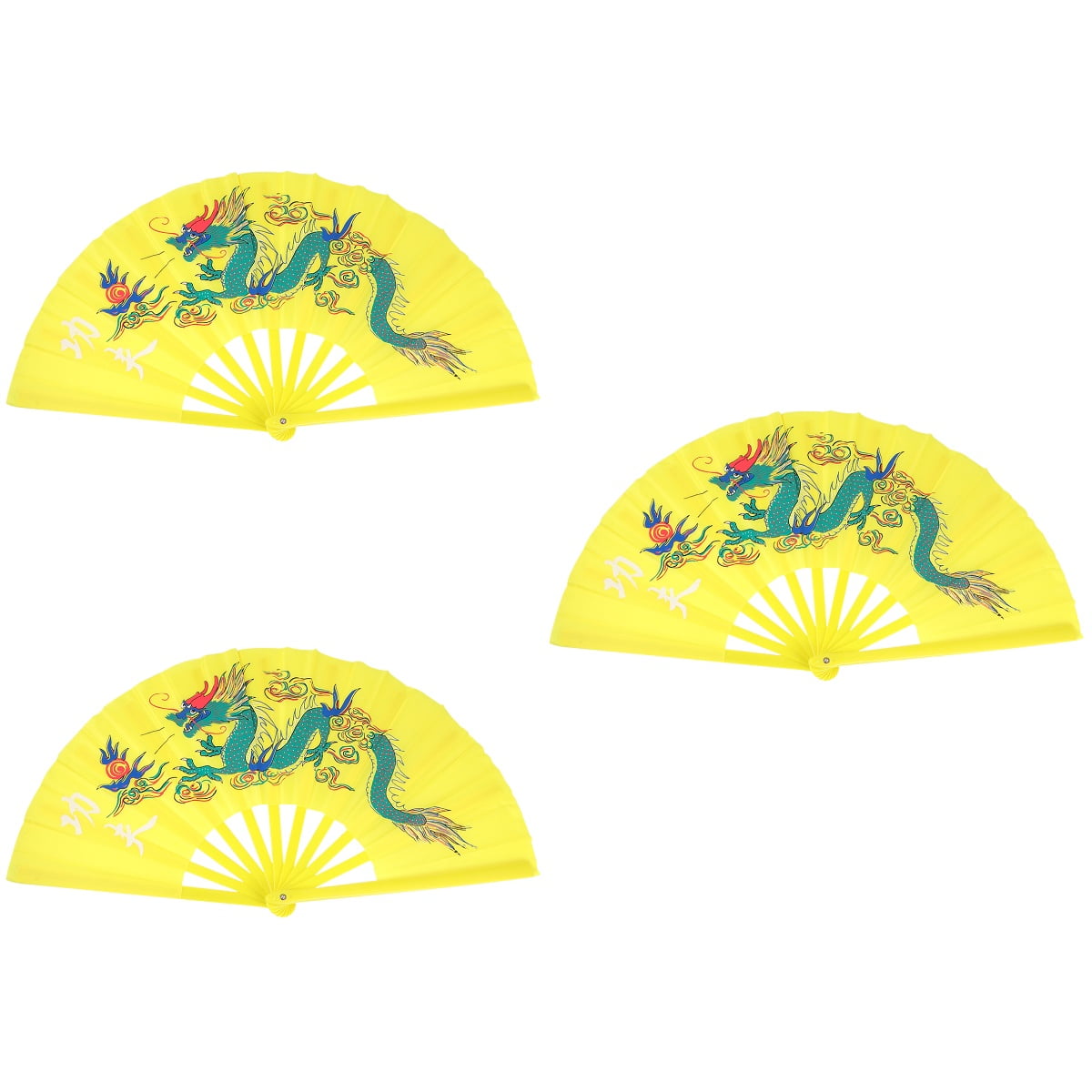 3 pcs Plastic Chinese Fan Kungfu Fan Martial Arts Fan Performance Fan ...