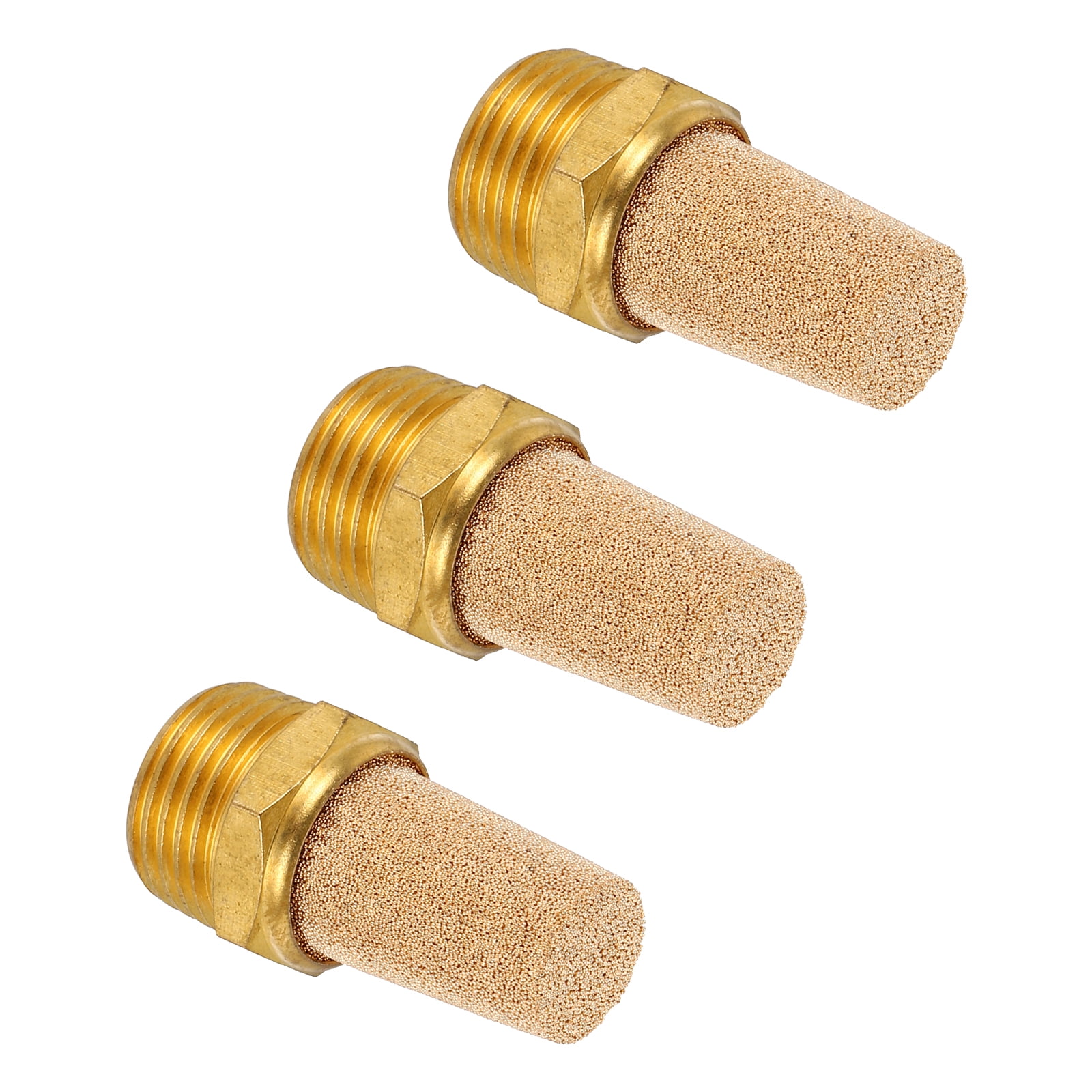3 pcs Pneumatic Exhaust Muffler, 1/2" NPT Male Sintered Bronze Mufflers ...
