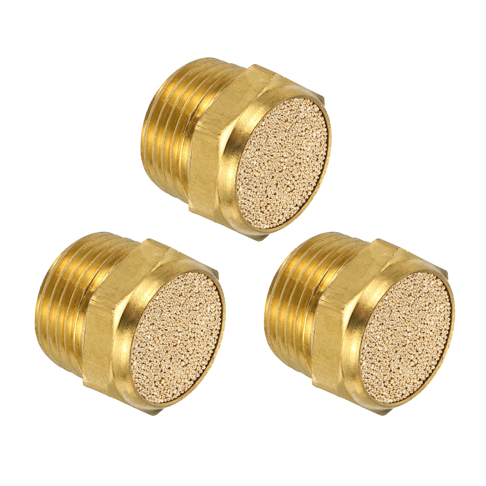 3 pcs Pneumatic Exhaust Muffler, 3/8" NPT Male Sintered Bronze Muffler ...