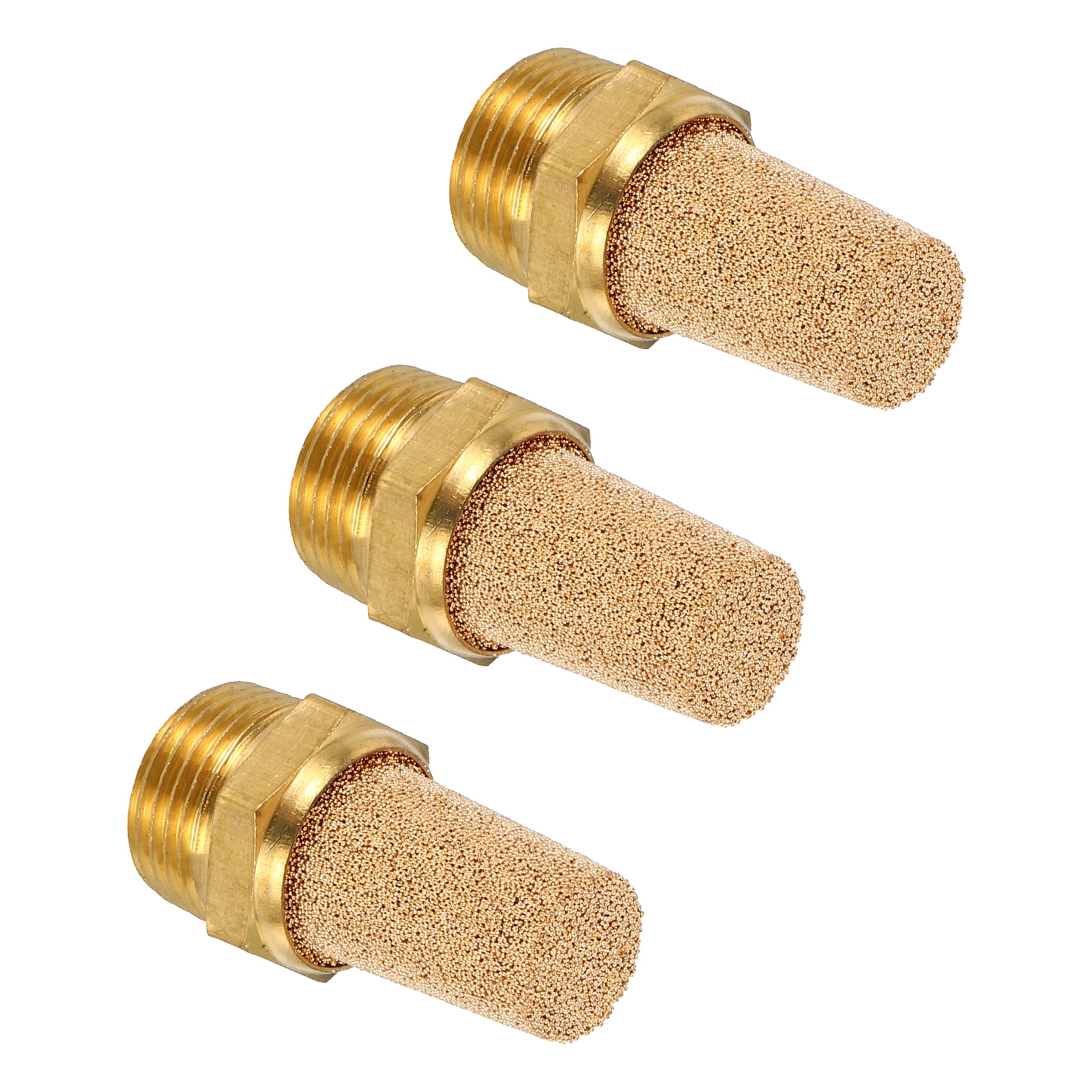 3 pcs Pneumatic Exhaust Muffler, 3/8" NPT Male Sintered Bronze Mufflers ...