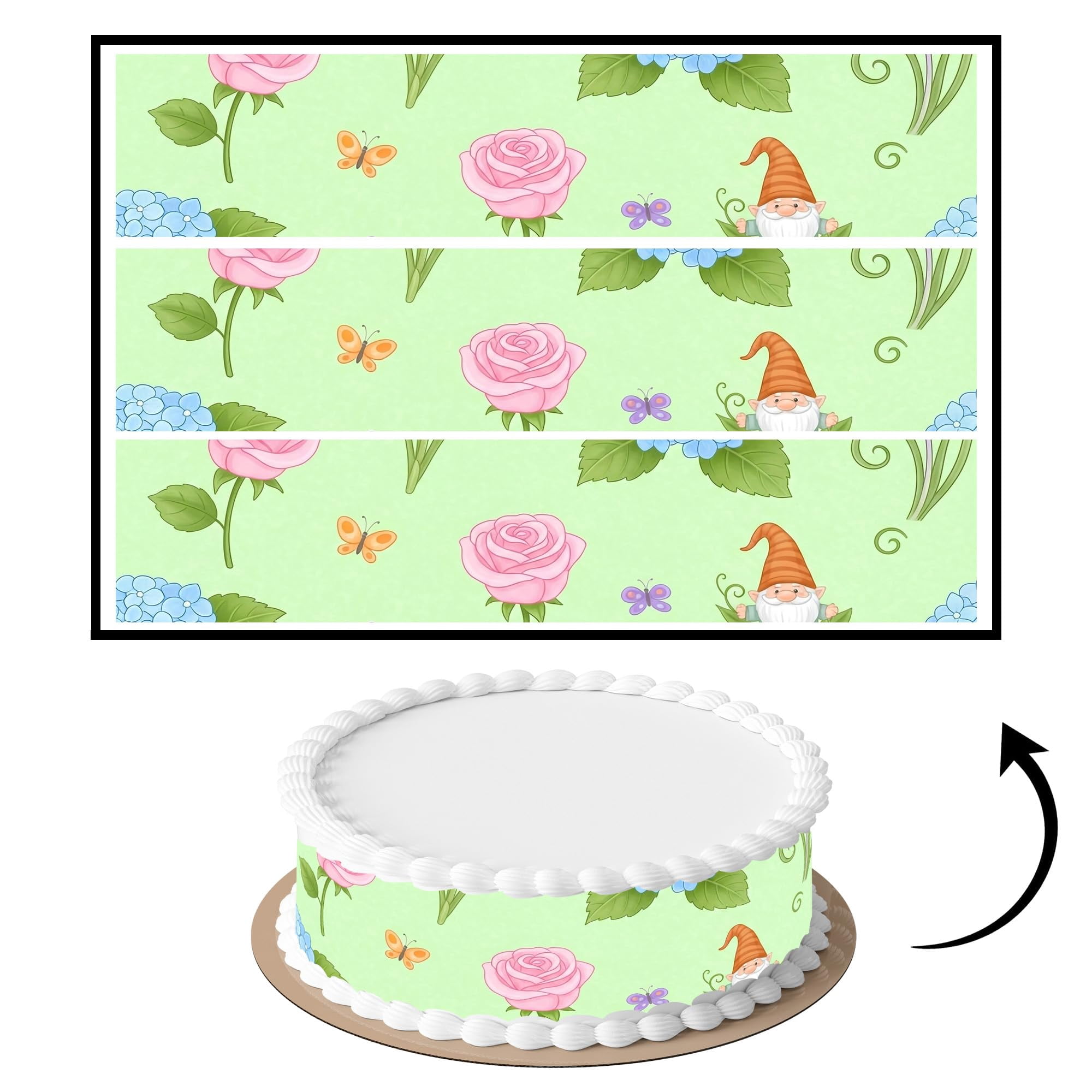 3 pcs Rose Meadow Pattern Cake Strips Edible birthday cake strips, cake ...
