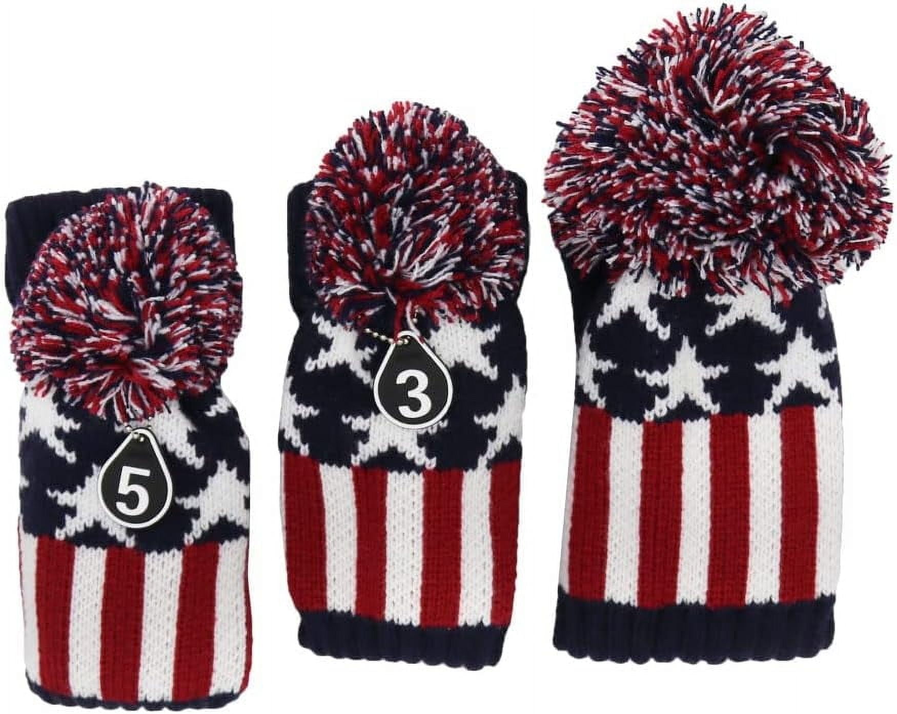 3 pcs/Set Golf Club Pom Pom Knit Cover for Driver, Fairway Wood and ...