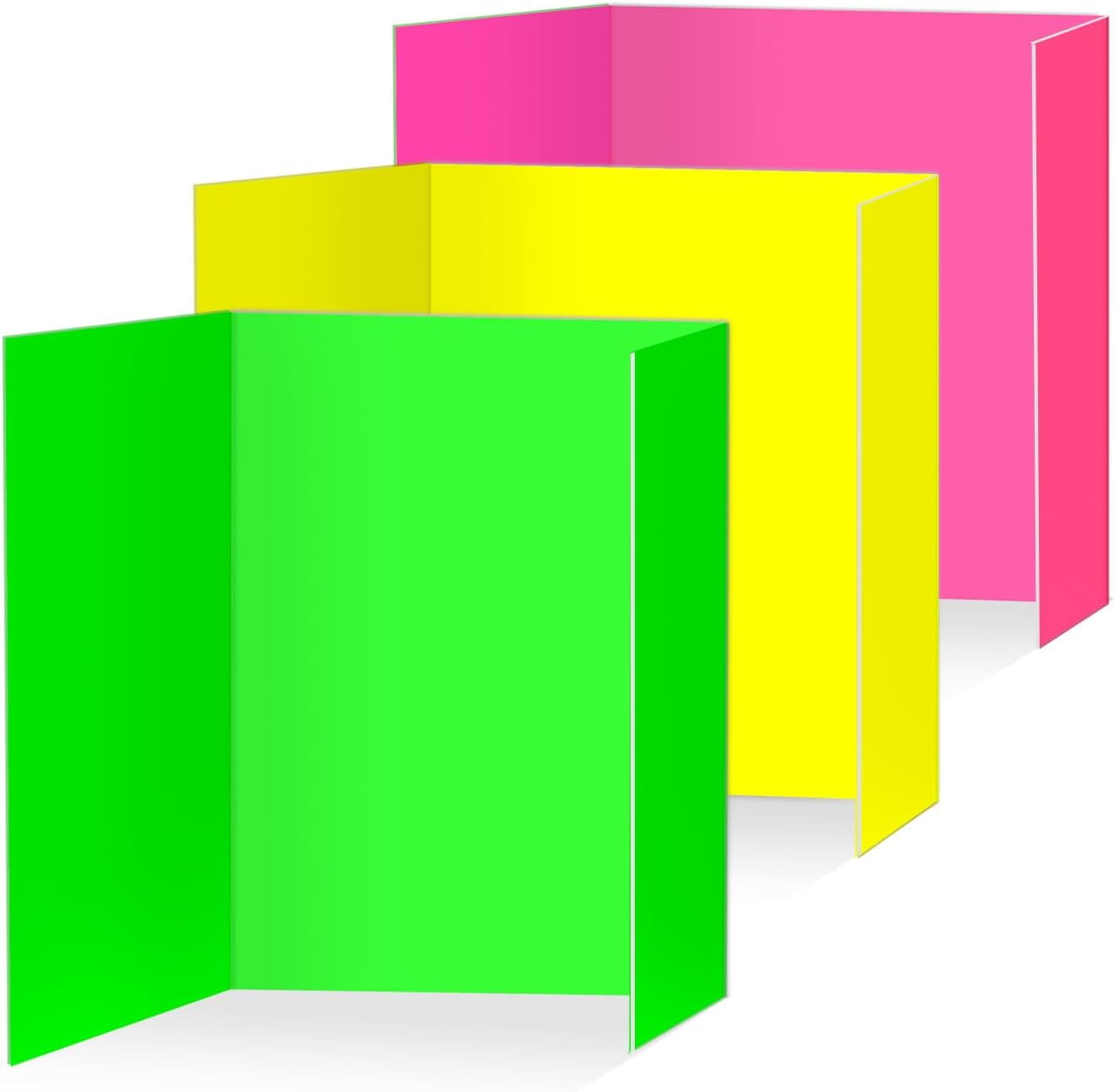3 pcs Small Neon Trifold Poster Board 16 x 24 Inches, Bright Color Tri ...