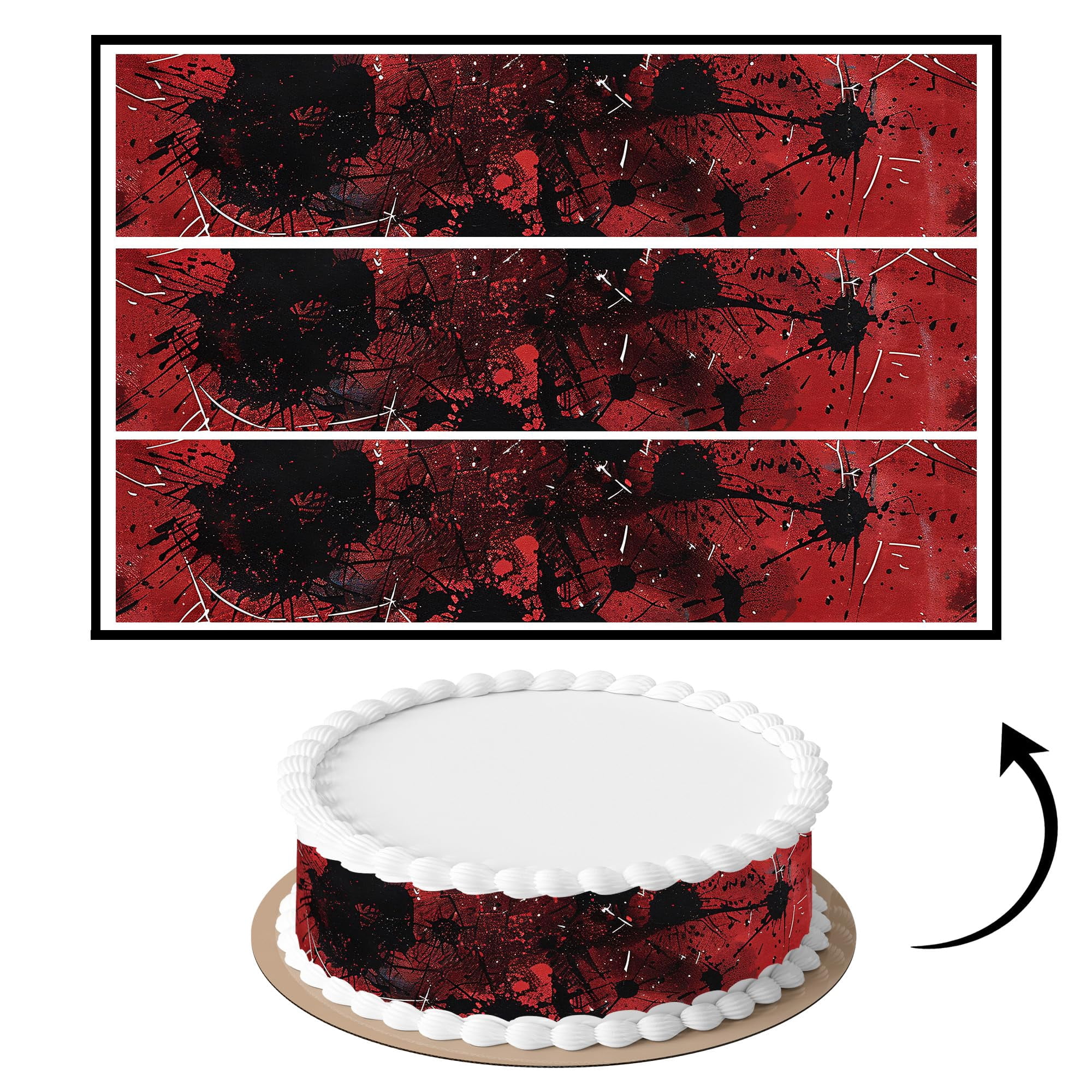 3 pcs Spider Webs Red Veins Cake Strips Edible birthday cake strips ...