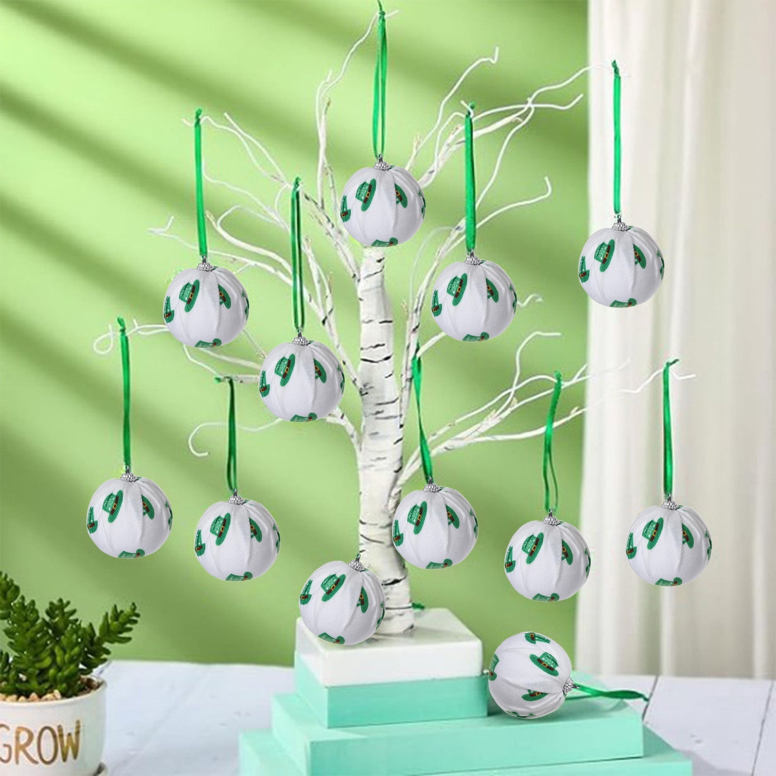 3 pcs St. Patrick's Day Decorations Handmade Fabric Ball Pendant Set ...