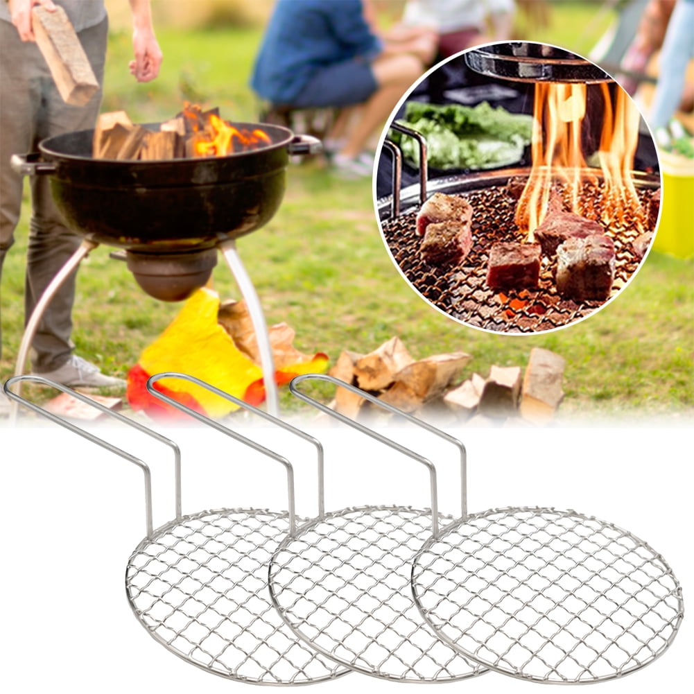 3 pcs Stainless Steel Round Grid Net Barbecue Net Baking Tray BBQ Grid ...
