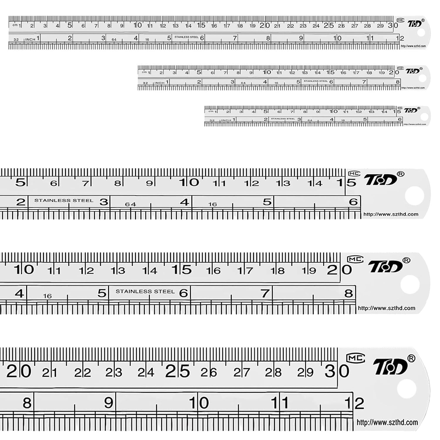 3 pcs Stainless Steel Ruler, Measuring Ruler Double Side Scale ...