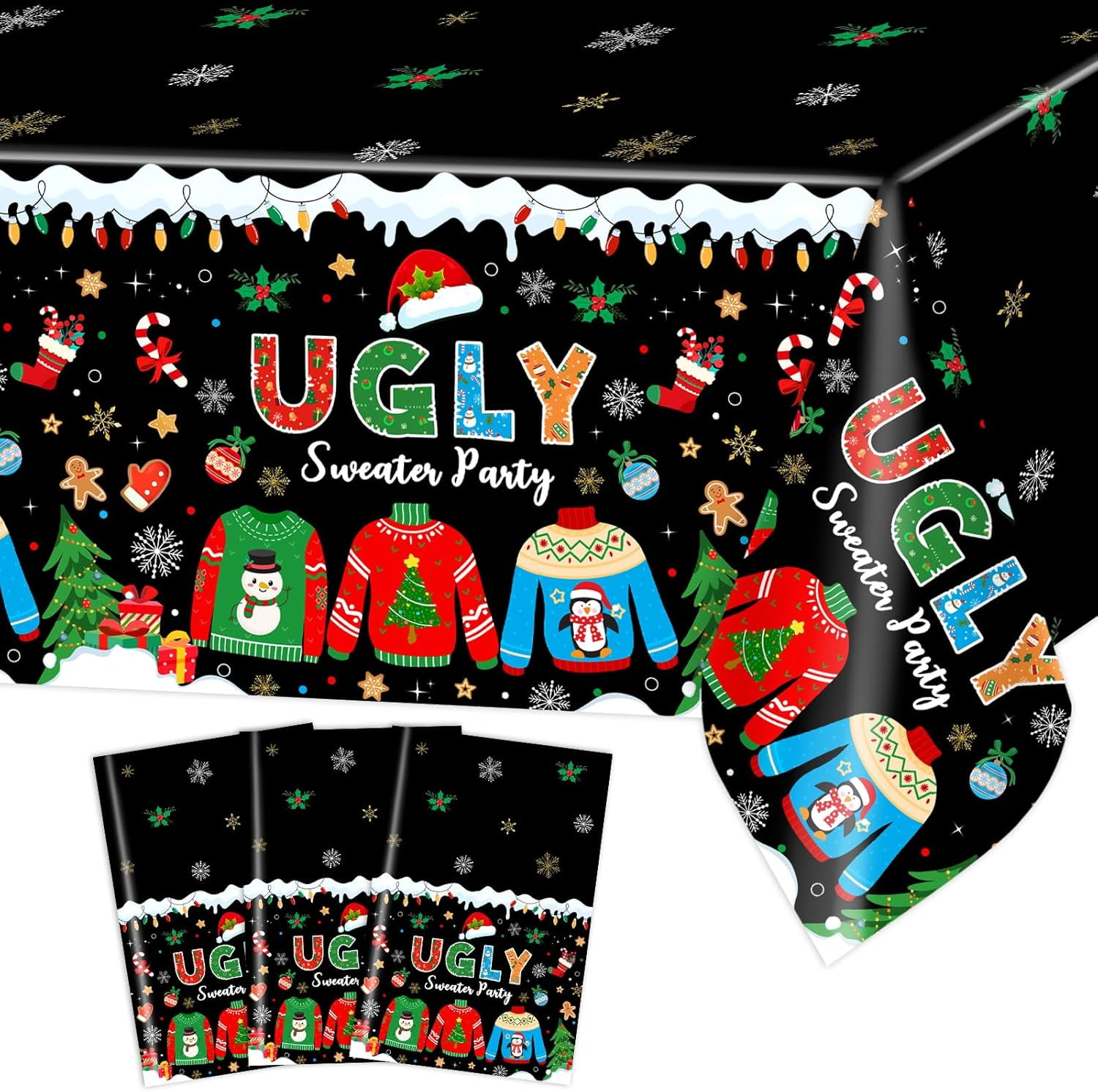 3 pcs Ugly Christmas Sweater Party Decorations Christmas Plastic ...