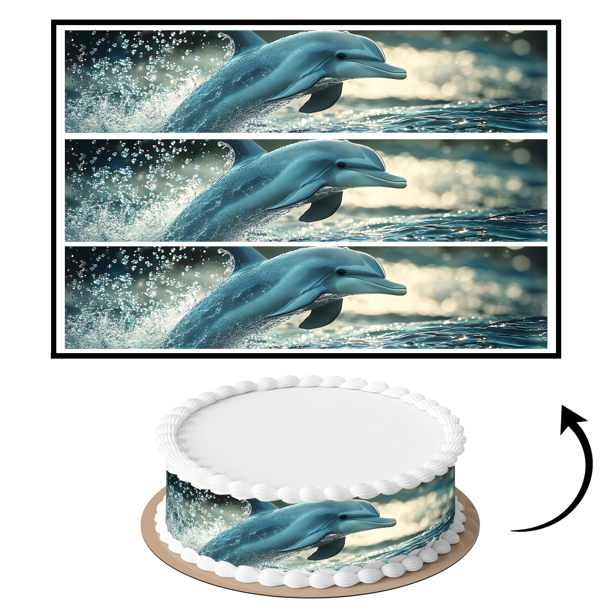 3 pcs Underwater Light Rays Cake Strips Edible birthday cake strips ...