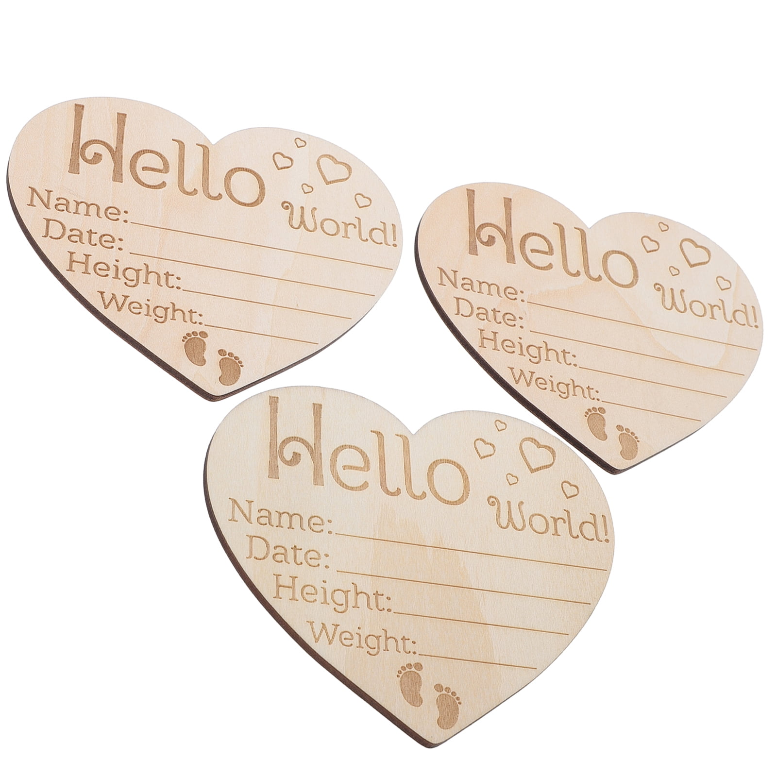 3 pcs Wood Birth Announcement Sign Heart Shaped Baby Name Sign Newborn ...