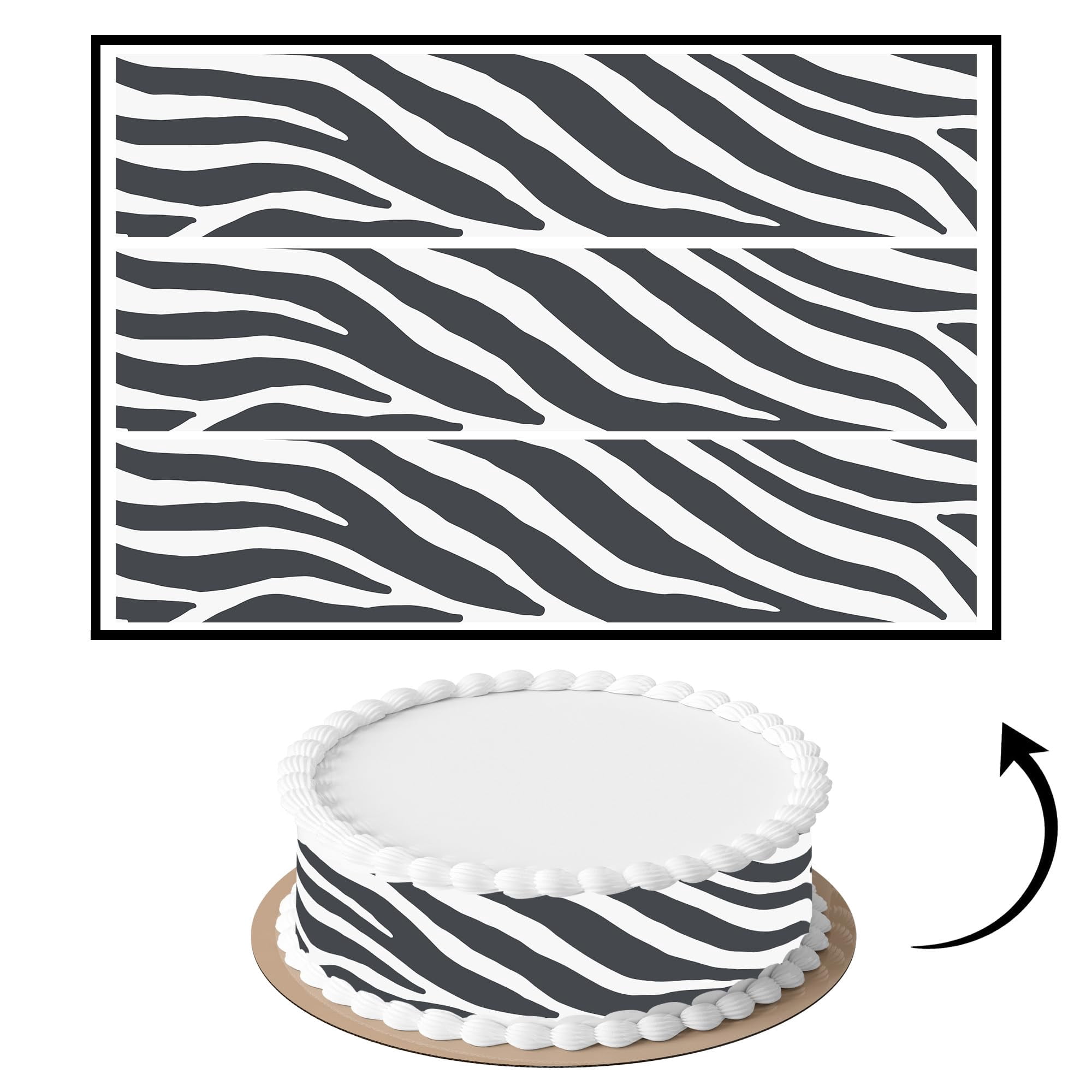 3 pcs Zebra Stripe Pattern Cake Strips Edible birthday cake strips ...