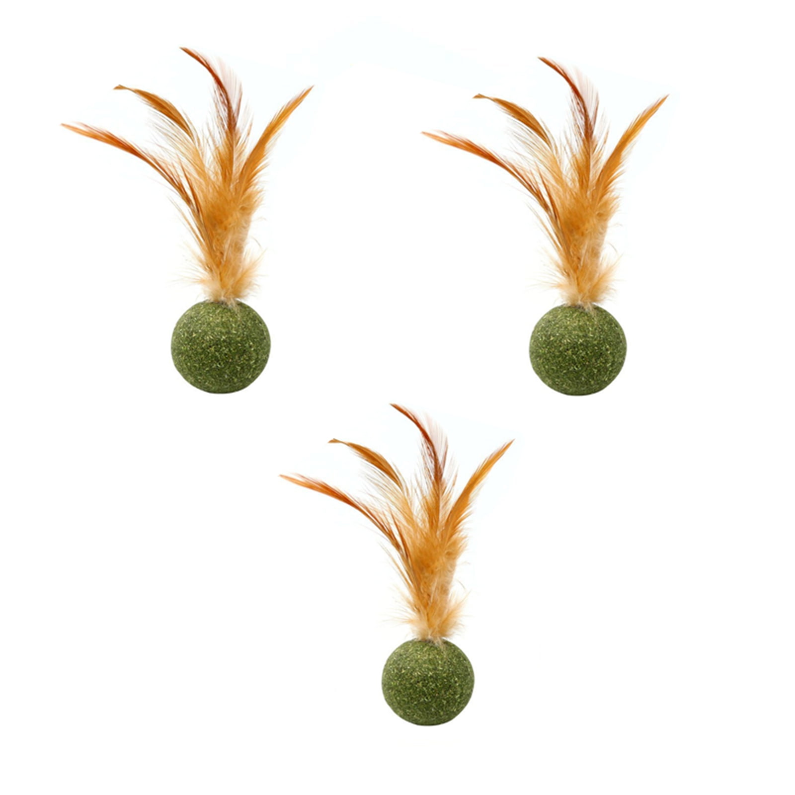 3 pcs of Green Mini Round Ball-Shaped Catnip Ball Toy , Dental Care Cat ...
