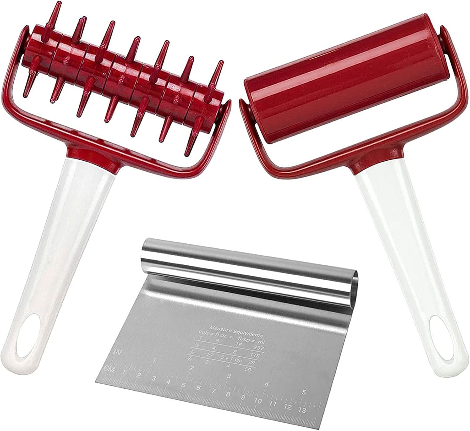3 pcs pizza tool set including pastry pizza roller, pizza dough docker ...