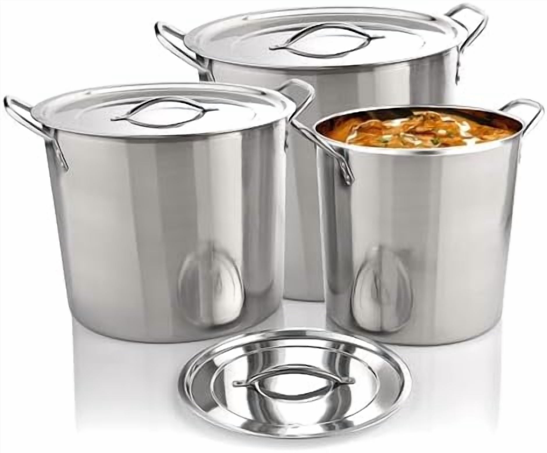 3 pcs set (6/8/12) Quart Stainless Steel Stockpot with Lid Food Grade ...