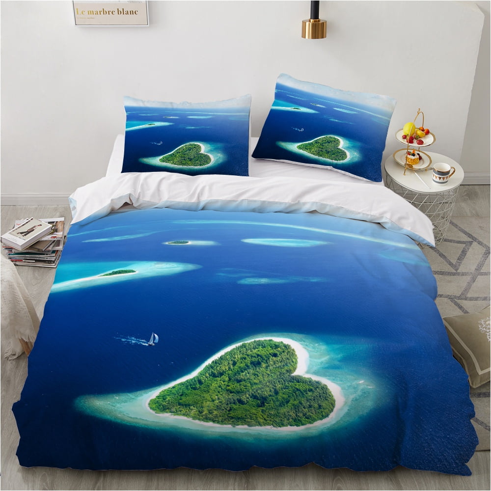 3 piece 3D Tropical landscape bedding set bedroom decoration quilt ...