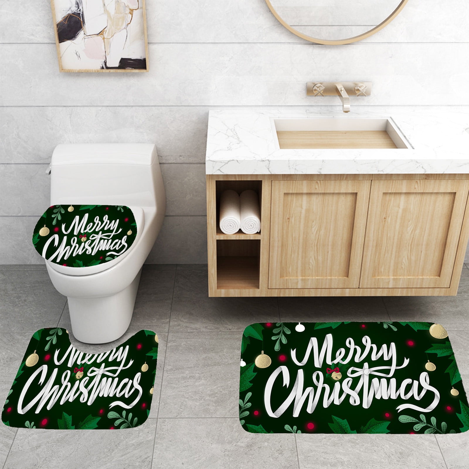 3-piece Bathroom Carpet, Super Soft Non Slip Bathtub Carpet And ...