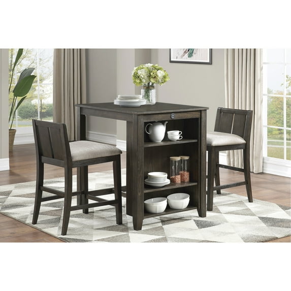 3-piece Counter Height Dining Arrangement | Table with Built-in Shelf ...