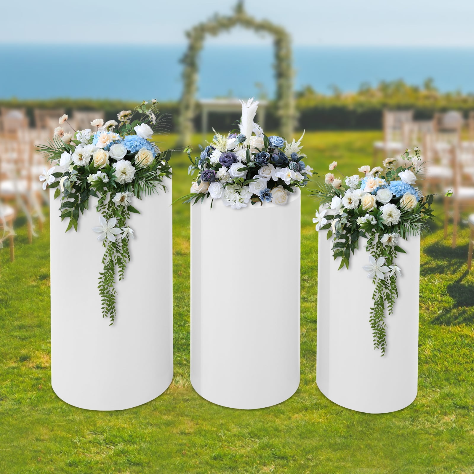 3-piece Cylindrical Display Stands 3 Kinds Size Pedestal Holder Flower ...