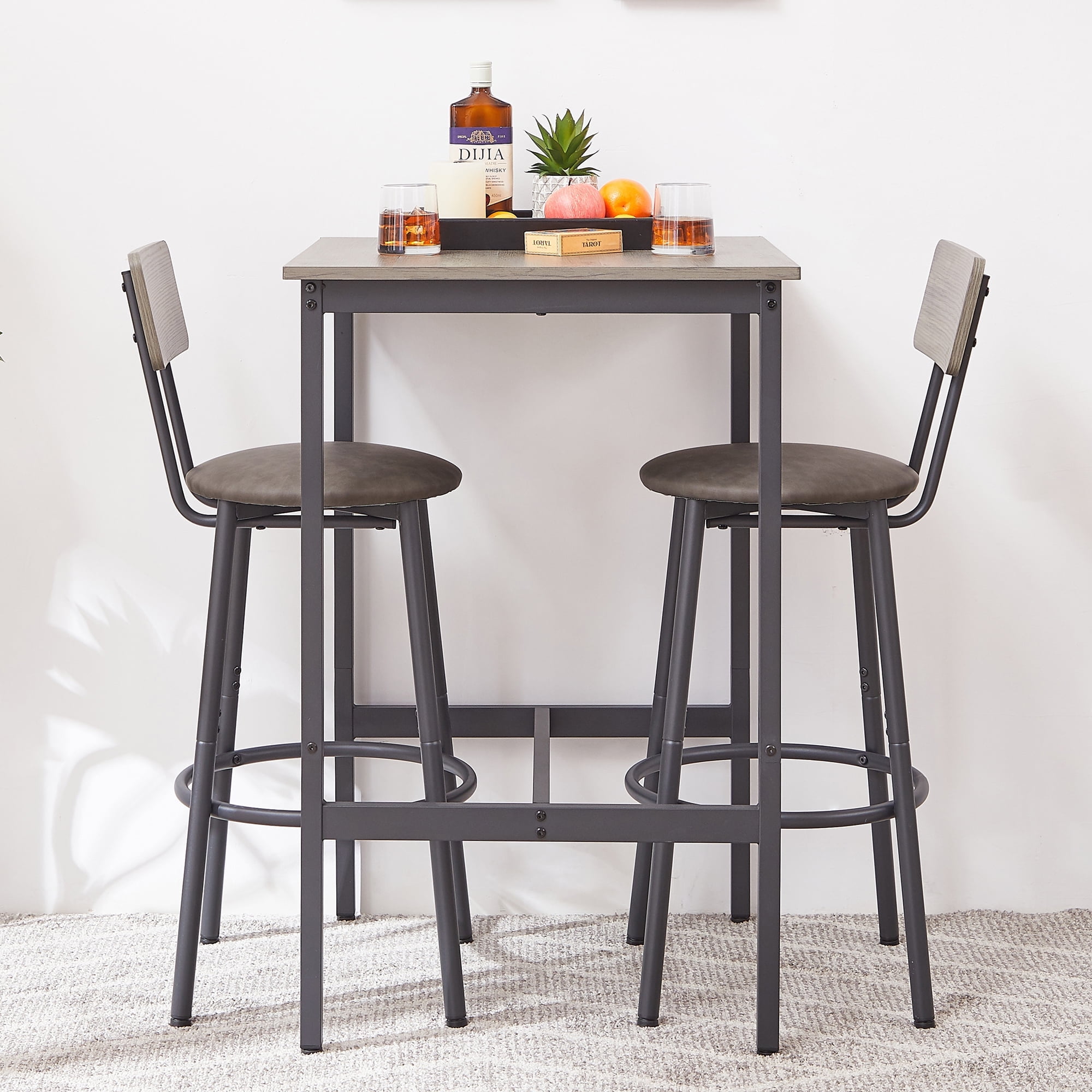 JA1655 3-Piece Modern Dining Set, Table and 2 Steel Chairs for Small ...