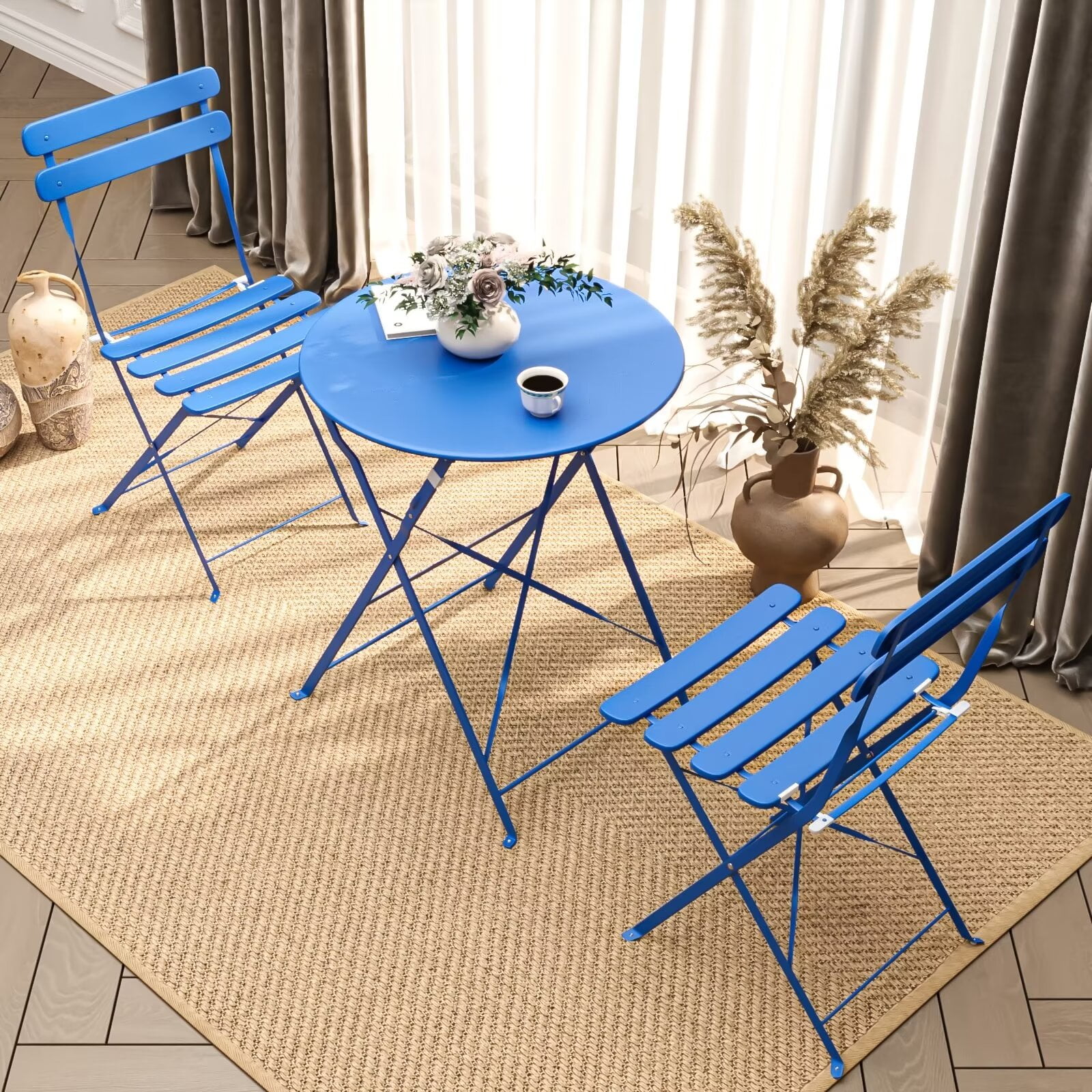 3-piece Folding set Outdoor Bistro Table and Chairs Set, Patio Folding ...