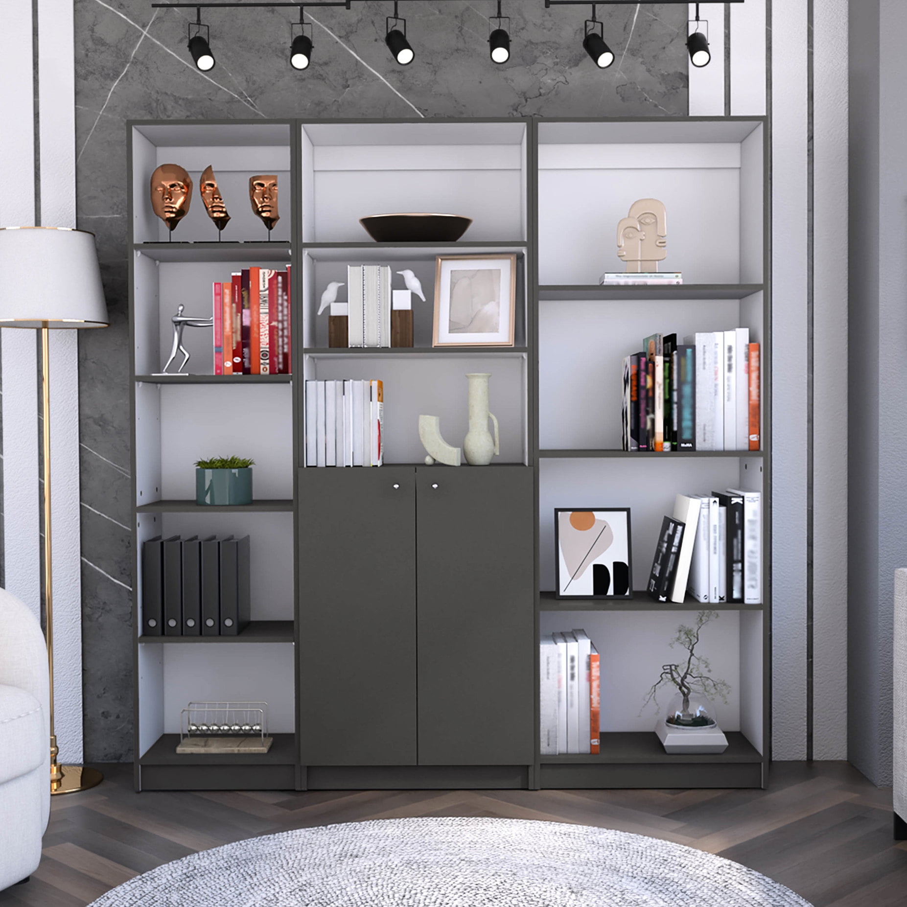 3-piece Home Bookcase Set | Comprehensive Storage in Home | Matt Gray ...
