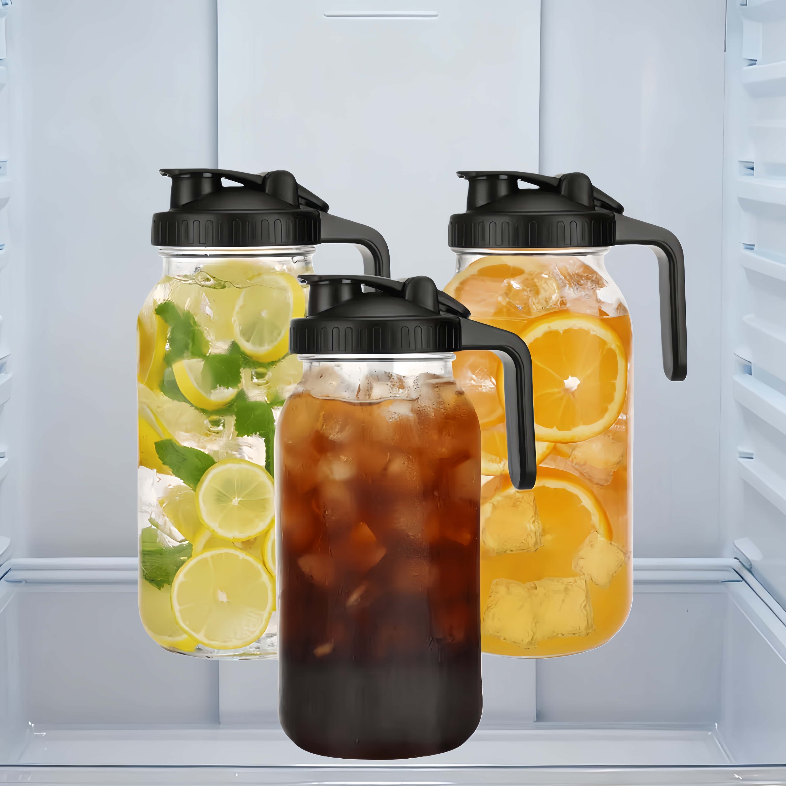 3-piece Set: 64-ounce Transparent Jars, Wide-mouth Mason Jars, Half ...