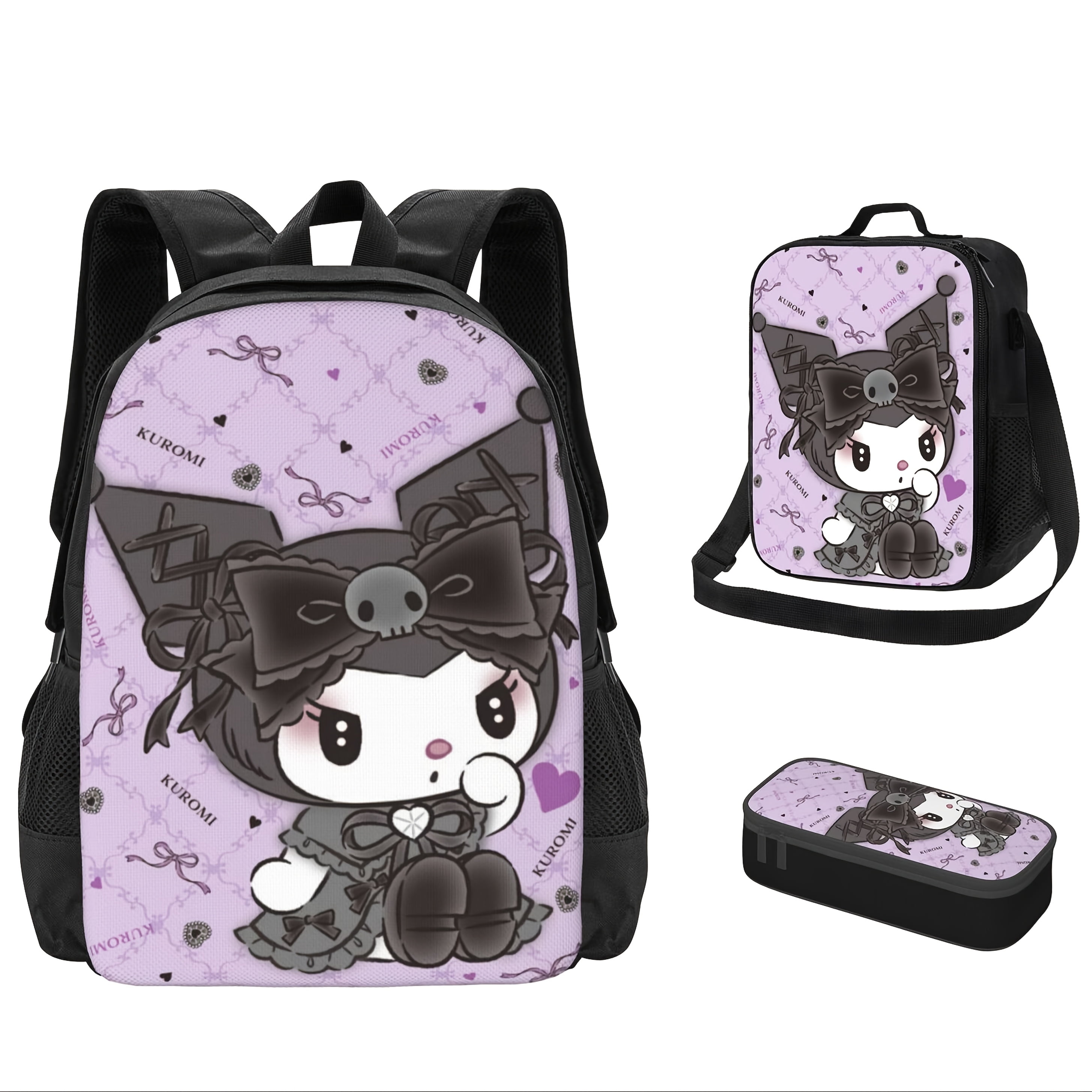 3-piece Set for Kuromi Anime Backpack Set - Includes Backpack, Lunch ...