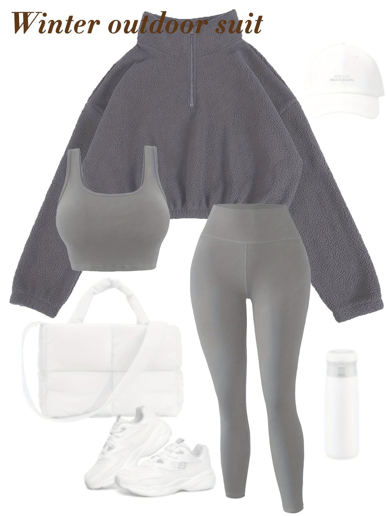 3-piece Set Sports Outfit For Women, Soft Knit Fabric, High-Waisted ...