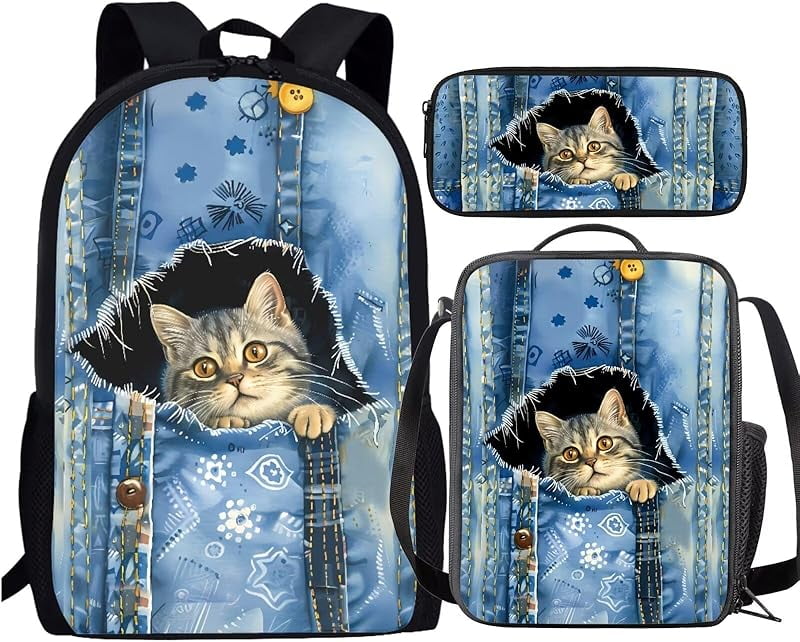 3-piece backpack set, 17 inch laptop backpack, travel day bag, with ...