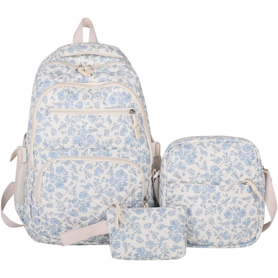 This 3-piece backpack set comes with a cute floral quilted backpack, a ...