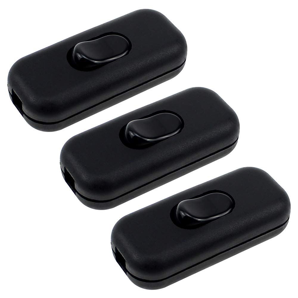 3 piece cord switch 2-pole 6A 250V black inline switch with rocker ...