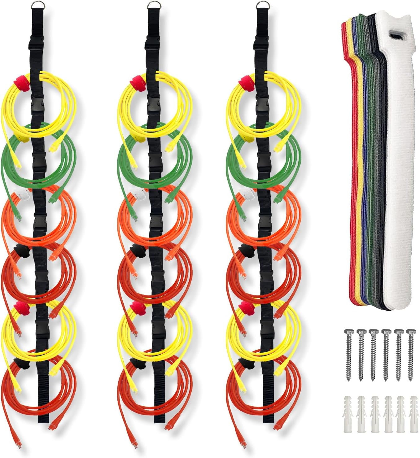 3-piece extension cord organizer rack, with 6 slot organizer belt and ...