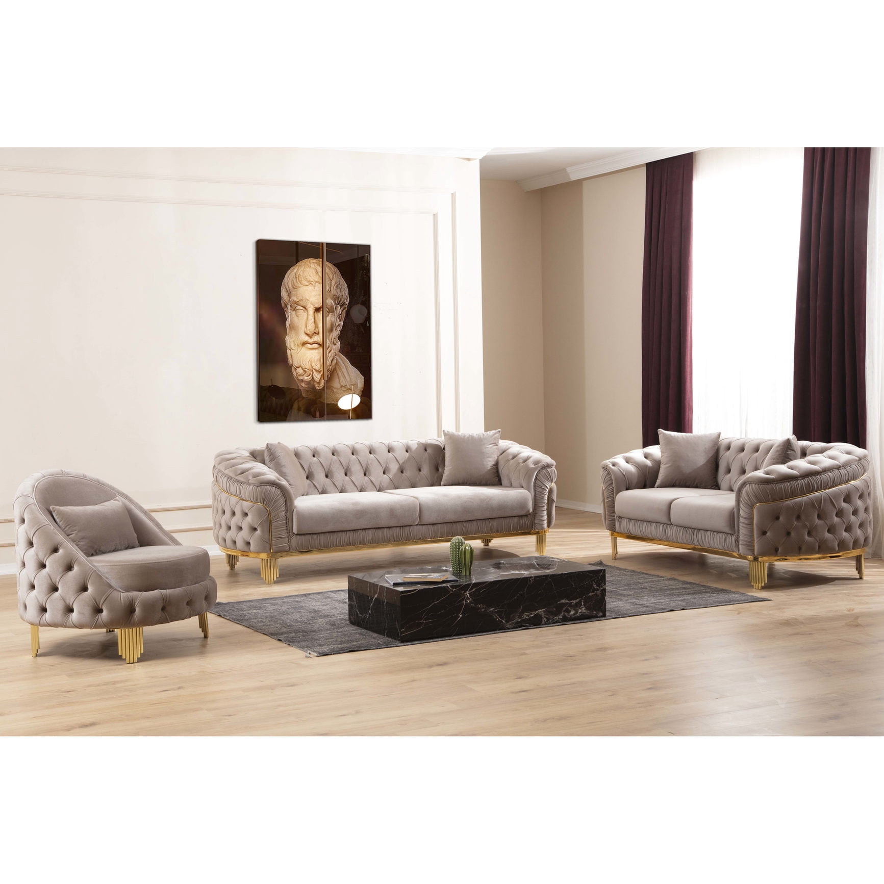 3-piece modern living set - Button-tufted comfort - At home get ...