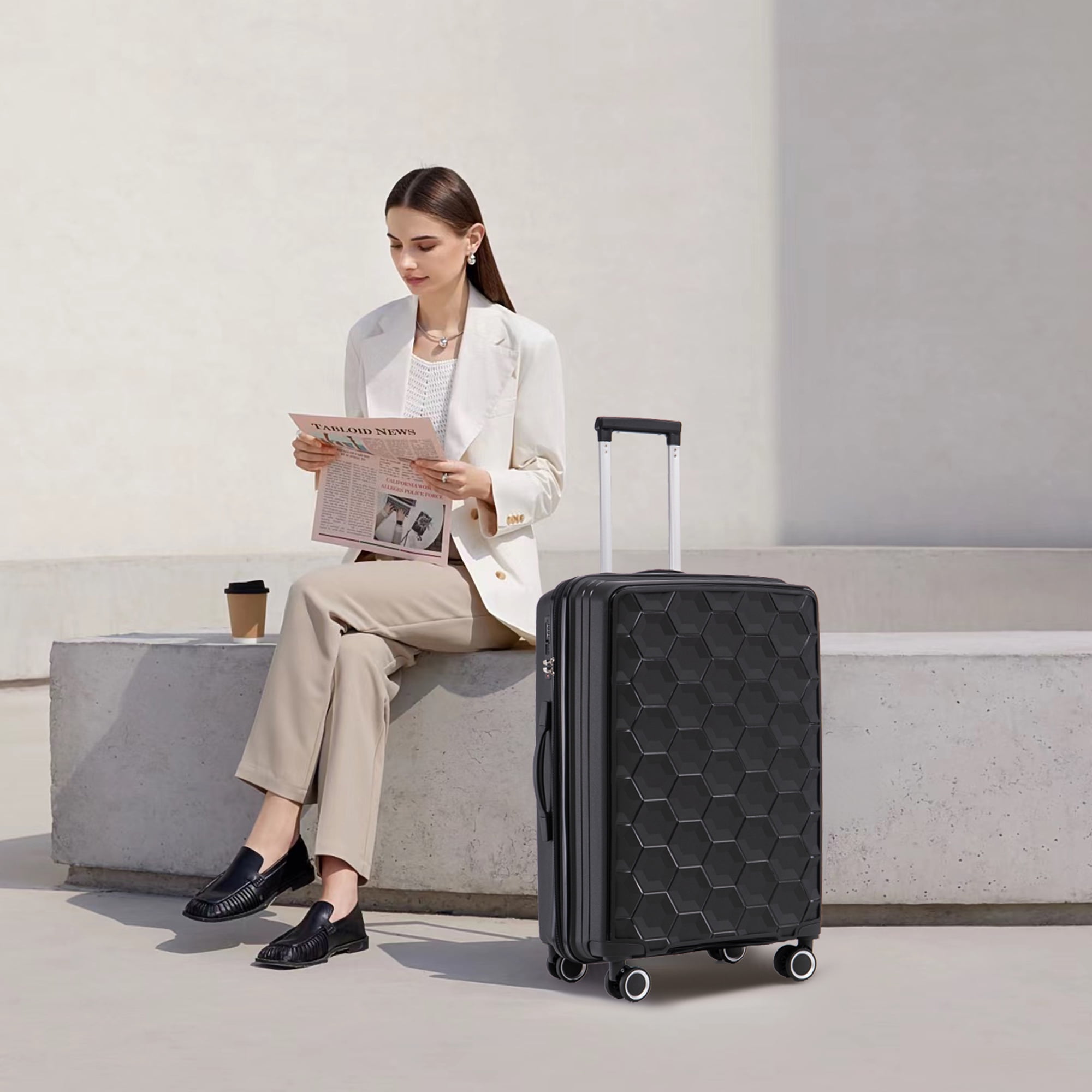 3-piece rectangular suitcase (20/24/28) with TSA Lock aviation ...