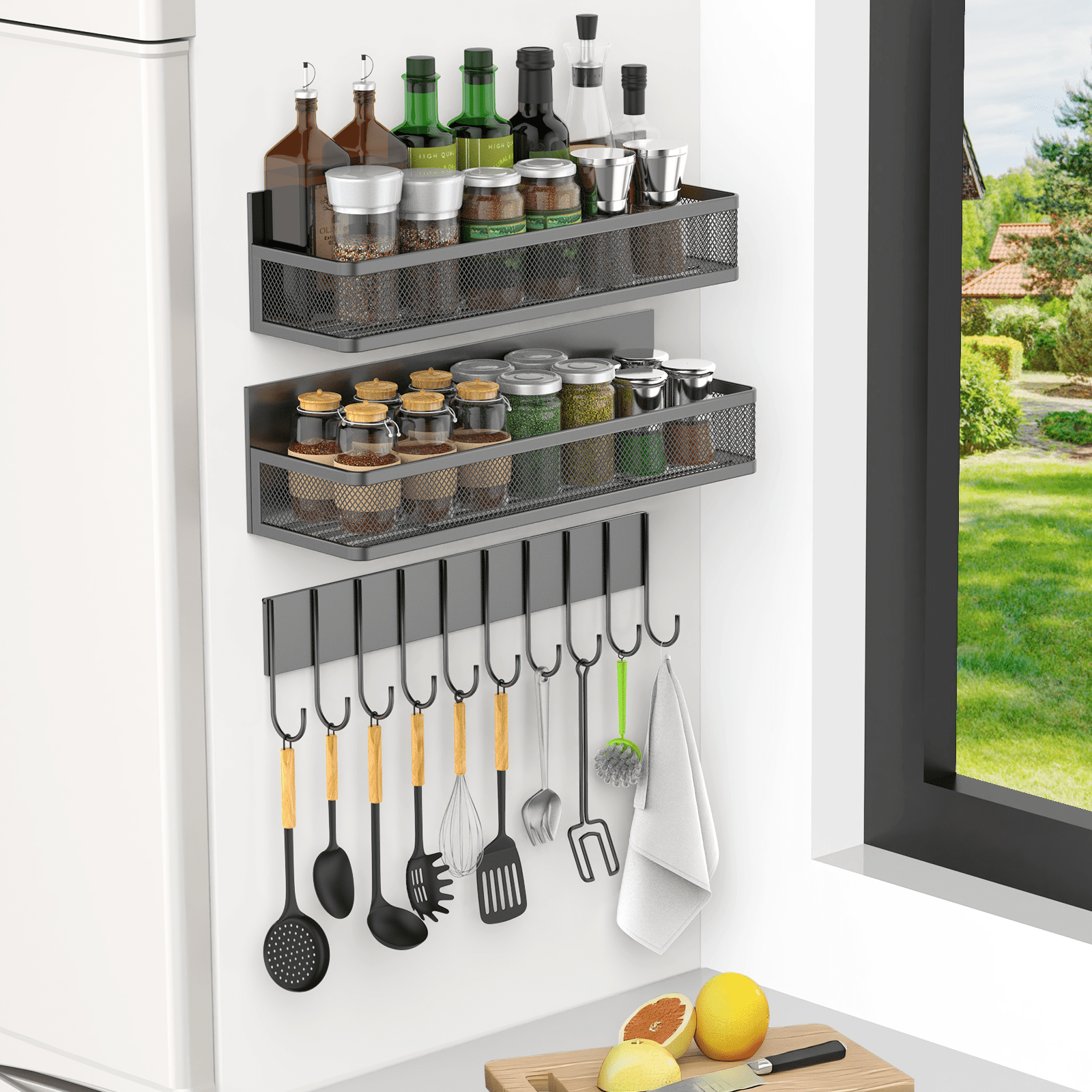 3-piece set - Magnetic floating rack, refrigerator magnetic rack with ...