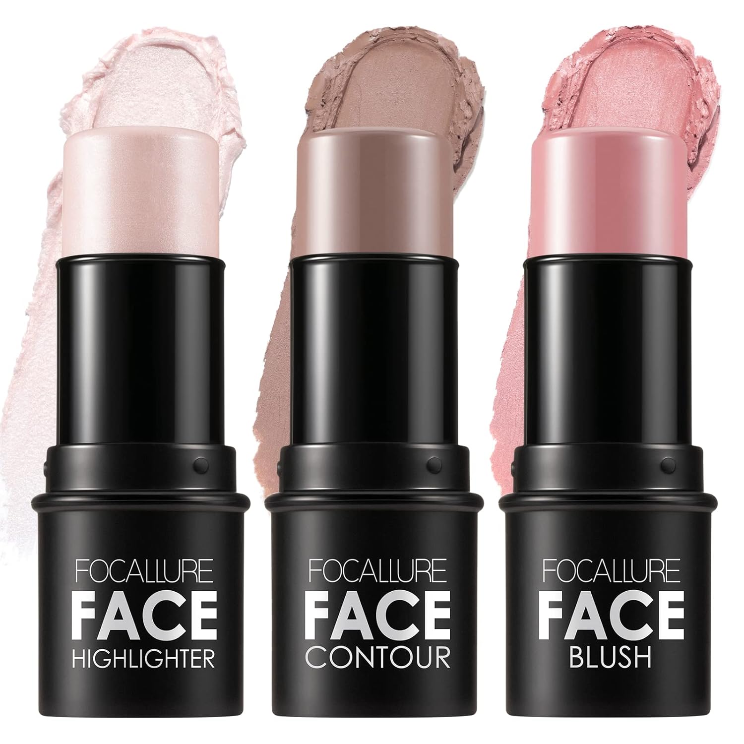 3-piece set of cream contouring sticks, with highlighter, bronze and ...