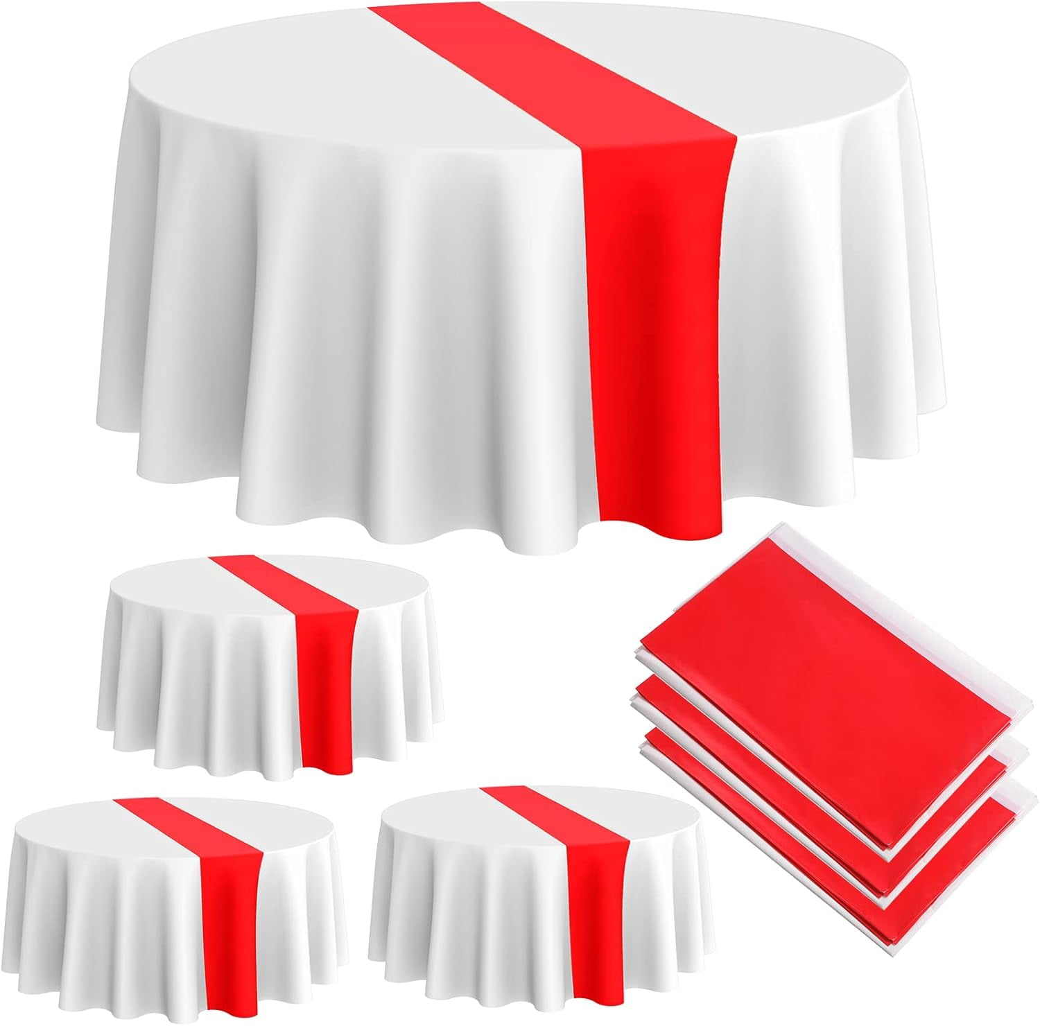 3-piece set round plastic tablecloths 84 inches, disposable party ...