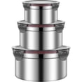 3 piece set of round stainless steel food storage containers lunch ...