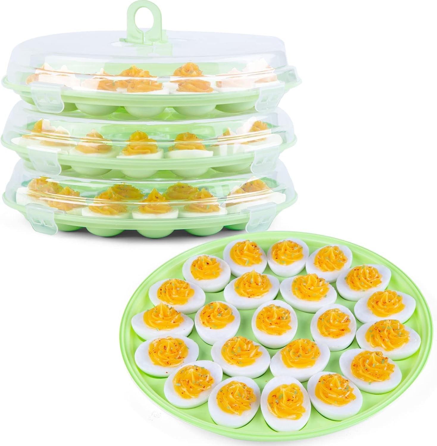 Deviled Egg Containers with Lid, 3PCS Deviled Egg Platter Carrier ...