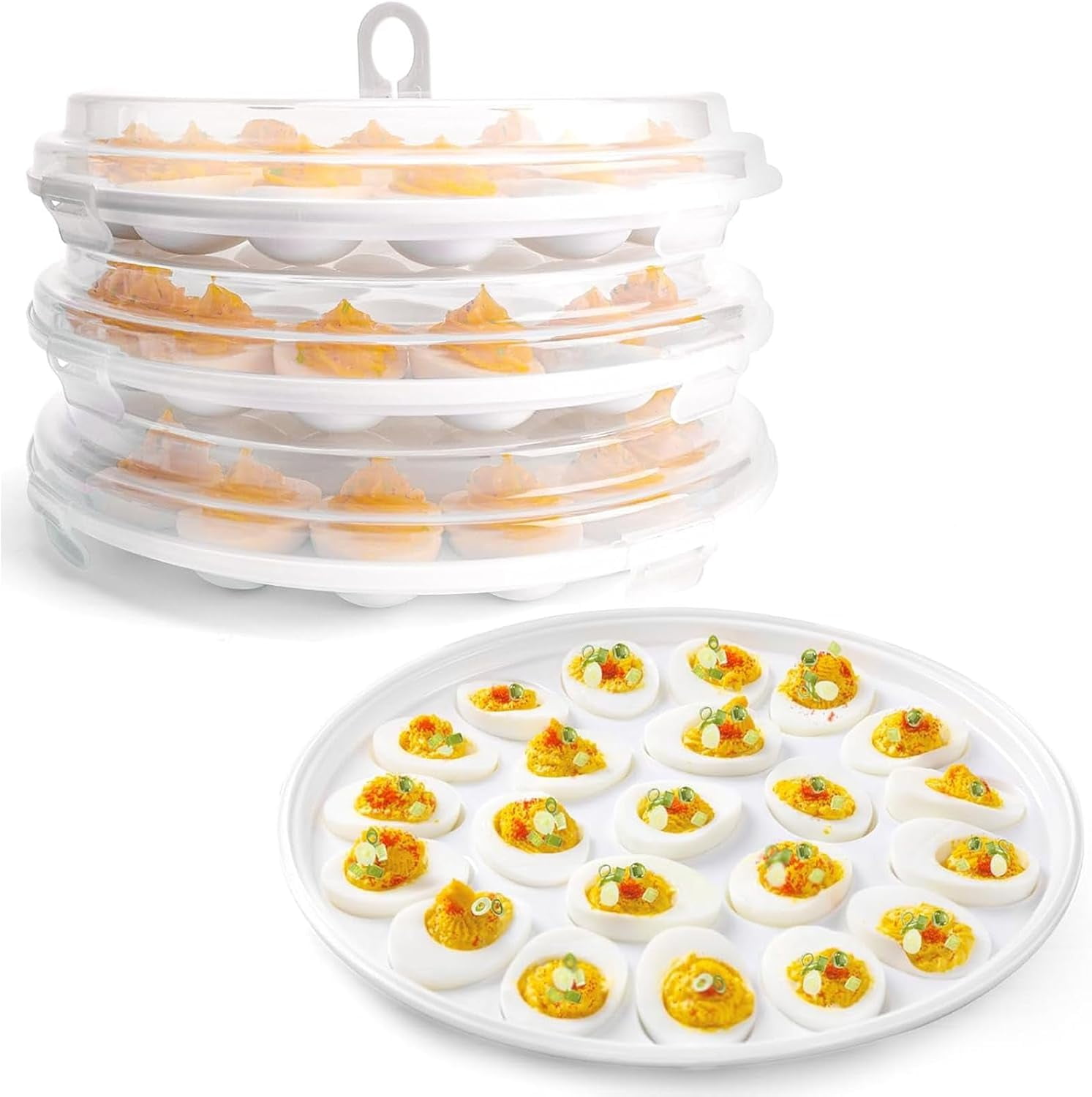 3-piece set with lid devil egg dish and tray -66 egg troughs, suitable ...